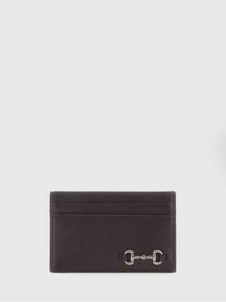 Gucci Porte-cartes plat en cuir lisse avec d&eacute;tail Horsebit