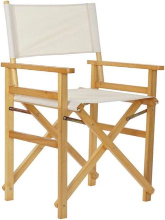 Wadiga Fauteuil de jardin pliant en bois et tissu beige - 56x48x87cm