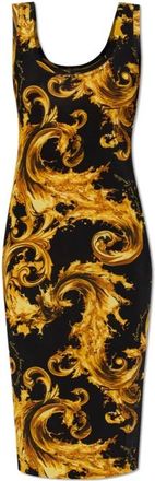 Versace Jeans Couture Femme, Robes, Noir, Taille: 38 FR Robe Midi Imprim&eacute;e en Coton