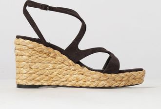 Jimmy Choo London Ayla Keilsandalen aus Veloursleder und Jute mit Monogramm