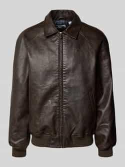 Karl Kani Bomberjacke in Leder-Optik mit Eingrifftaschen Modell Signature