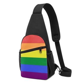 AOOEDM Brusttasche für Männer Frauen LGBT Pride Rainbow Flag Sling Schulterrucksack Umhängetasche mit großem Fassungsvermögen und verstellbarem Schultergurt,