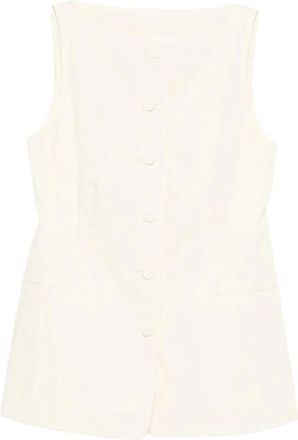 Mark Kenly Domino Tan Femme, Tops, Beige, Taille: 38 FR Pull Sans Manches &agrave; Col Carr&eacute;