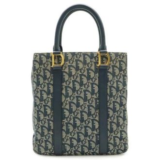 Dior Pre-owned Trotter Jacquard Canvas Leather Handbag - - Pre-owned - Damen - Blau - ONE SIZE