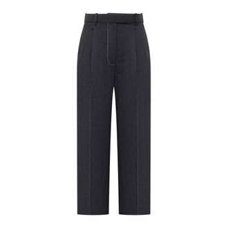 Thom Browne Femme, Pantalons, Bleu, Taille: 36 FR Pantalon duniforme scolaire taille haute