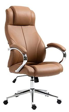 Clp Chaise de Bureau Salford I Chaise de Bureau avec rev&ecirc;tement en Cuir v&eacute;ritable I Chaise r&eacute;glable en Hauteur et pivotante, Couleur:Brun Clair