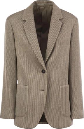 Brunello Cucinelli Femme, Vestes, Beige, Taille: 36 FR Blazer crois&eacute; &agrave; rayures