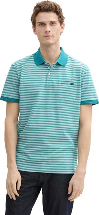 Tom Tailor T-Shirt mit V-Ausschnitt, Bottle Green White Injected, XXL