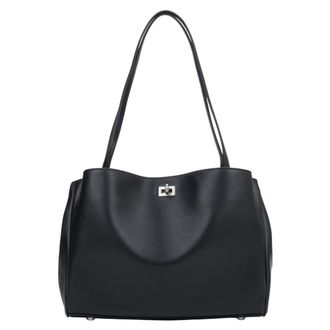Estro & Luminara Femme, Sacs, Noir, Taille: ONE Size Sac &agrave; bandouli&egrave;re en cuir avec longues anses