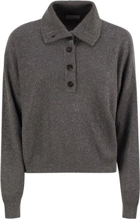 Brunello Cucinelli Femme, Pulls, Gris, Taille: 38 FR Maille Ras du Cou