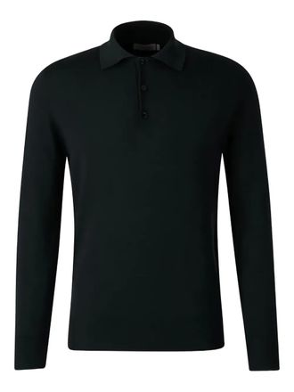 Canali polo &agrave; manches longues - Noir