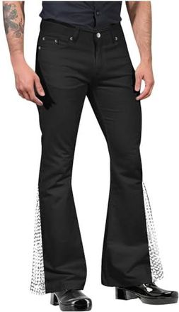 Generic Pantalon &agrave; paillettes pour homme - Pantalon &eacute;vas&eacute; disco &agrave; paillettes respirant - Pantalon disco m&eacute;tallique - Pantalon de bal de fin dann&eacute;e - Pantalon 
