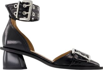 Ganni Femme, Chaussures, Noir, Taille: 36 EU Escarpins noirs ouverts - Synth&eacute;tiques