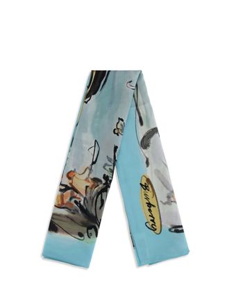 Burberry Womens Swan Lake Silk Scarf Skylight Blue Scarfs