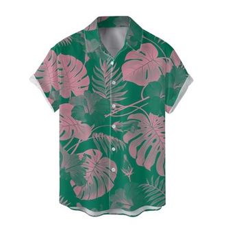 Generic Chemise hawa&iuml;enne &agrave; manches courtes pour homme, motif palmier, plage, cara&iuml;bes, tropical, d&eacute;contract&eacute;, amusant, graphique, boutonn&eacute;, manches courtes, 