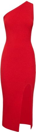 Michael Kors Femme, Robes, Rouge, Taille: 42 FR Robe asym&eacute;trique &agrave; fente en cr&ecirc;pe de viscose extensible c&ocirc;tel&eacute;e
