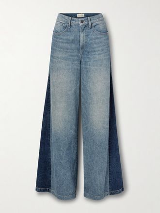 Nili Lotan Ebony Zweifarbige, Hoch Sitzende Jeans Mit Weitem Bein - Blau