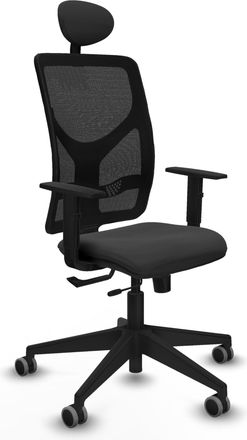 Piqueras y Crespo B&uuml;rostuhl f&uuml;r Lendenwirbels&auml;ule, verstellbar, mit 1D-Armlehnen und festem Kopfteil, ausgestattet mit Syncro/Traslack und Schneideschaum, mit Rollen vo