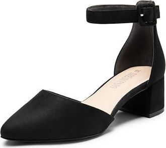 Dream Pairs Escarpins Femme Classique &agrave; Talon Bloc Antid&eacute;rapante TPR Chaussures Tendance Polyvalents pour Mariage Voyage,Size 40,Su&egrave;de-Noir,SDPU2438W-E