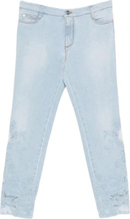 Ermanno Scervino Femme, Jeans, Bleu, Taille: 36 FR Jean en denim cinq poches avec dentelle rebrod&eacute;e