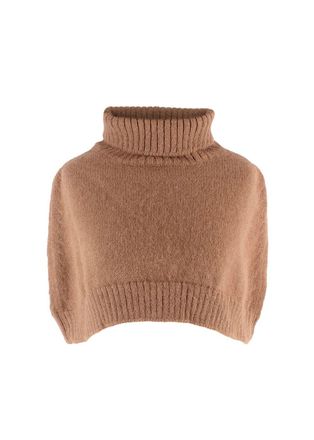 Purdey Camel Turtle Neck Alpaca Knit Shrug