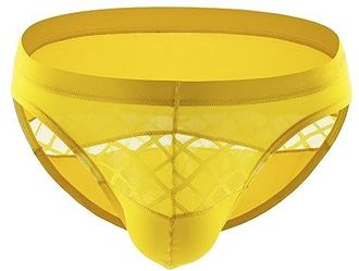 Generic Sous-v&ecirc;tements sexy pour homme - Jockstrap - Respirant - Transparent - String confortable - Couleur unie - Cadeau pour la Saint-Valentin, jaune, XXL