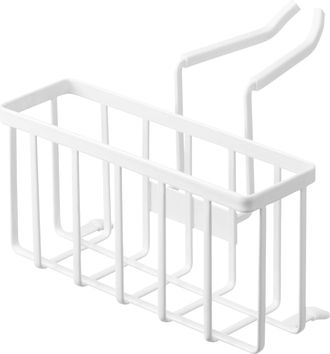 Yamazaki Tableware 5639 Tower Hängender Spülbecken-Organizer, Weiß, Stahl/Silikon, Minimalistisches Design, 20,3 x 18,5 x 14 cm (LxBxH)