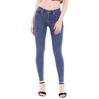 Only Only NOS Femme Onlpower Mid Push Up SK Jea Rea3223 Noos Jean Skinny Not Applicable, Bleu (Dark Blue Denim Dark Blue Denim), 34 /L34 (Taille Fabricant: