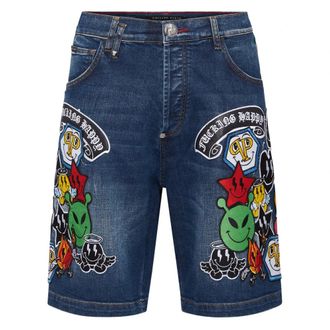 Philipp Plein Denim Shorts Smile - - Shorts - Herren - Blau - W29