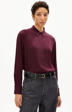 Armedangels Damen vegan Bluse Larisaana Cranberry