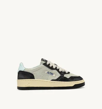 Autry BASKETS MEDALIST LOW EN DAIM ARGENT ET BLACK SUGAR