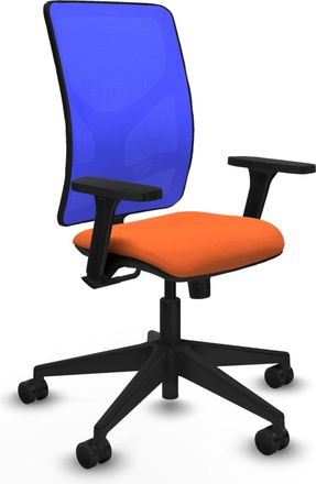 Piqueras y Crespo Rollstuhl f&uuml;r den Schreibtisch mit 3D-Armen, h&ouml;henverstellbare Lendenwirbelst&uuml;tze, ausgestattet mit 3 Positionen und Schneidschaum, Blau/Orange