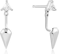 Ania Haie Boucles doreilles Sunshine Chaser Triangle Zircon G&eacute;om&eacute;trique Stud Ear Jackets Argent sterling 925 serties de 2 zircones Taille : 21 x 5,2 mm Emballag