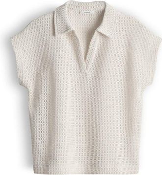 OPUS Poloshirt Somona aus Jersey mit Crochet Optik Lochstrickmuster, leichte Transparenz, weicher Griff, Casual