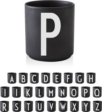 DESIGN LETTERS Porzellan Kaffeetassen A-Z | Schwarze Tassen für Weihnachten, Weihnachtsgeschenke Kleinigkeiten, Weihnachtsgeschenke für Frauen, Männer | Kaffeebecher