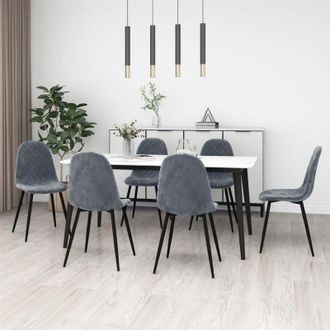 vidaXL Esszimmerst&uuml;hle 6 Stk. Dunkelgrau Samt Vidaxl