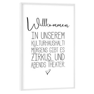 artboxONE Poster mit weißem Rahmen 30x20 cm Typografie Kulturhaushalt - Bild Typografie eingangsbereich Familie