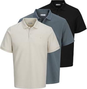 Jack & Jones 3pk Jjeaustin Polo SS 3 pièces MP, Noir, XL (Lot de 3) Hommes