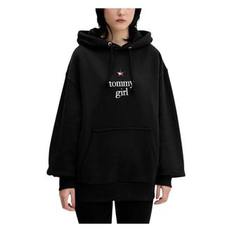 Tommy Jeans Femme, Sweatshirts et sweats à capuche, Noir, Taille: 42 FR Star Logo Fleece Sweat à capuche