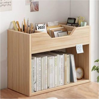 Generic B&uuml;cherregale, B&uuml;cherregal, Schreibtischregal aus Holz, Schreibtisch-Organizer mit 2 Ebenen, B&uuml;roregal, Aufbewahrungsregal, kleines B&uuml;cherregal f&uuml;r Kin