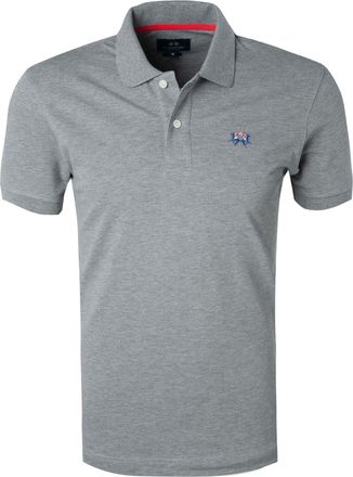 La Martina Herren Polo-Shirt grau meliert Slim Fit