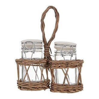 Premier Housewares Salz- und Pfefferset, Landhaus, Grauer Weidenkorb