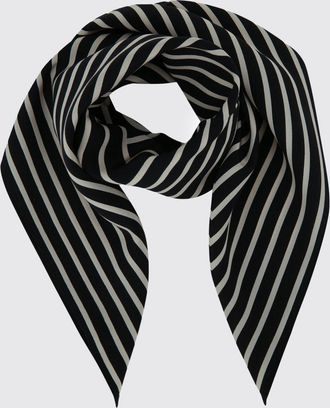 Toteme Gestreifter Seiden-Foulard in quadratischer Form mit Logo-Druck