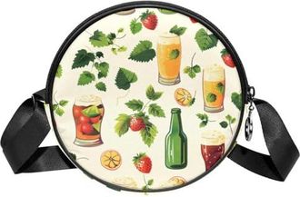 Generic Petit sac &agrave; bandouli&egrave;re rond pour femme, sac &agrave; bandouli&egrave;re avec fermeture &eacute;clair, bretelles r&eacute;glables, style d&eacute;contract&eacute;, pour femmes et filles