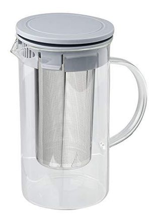 Fackelmann Teekanne mit Filter 1 L, Kanne im modernem Design, Teebereiter mit Edelstahl Sieb, hochwertige und langlebige Servierkanne (Farbe: Silber/Grau), Menge