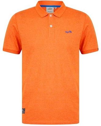 Tokyo Laundry Kieran 2 Grindle Cotton Blend Jersey Polo Shirt in Orange Grindle - Tokyo Laundry - XL