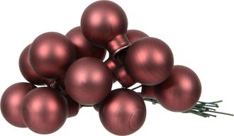 Kaemingk Weihnachtskugeln am Draht Glas 2cm x 12 Stück Spiegelbeeren Matt - kleine Dekokugeln - Christbaumschmuck & Weihnachtsdeko - Kastanienbraun