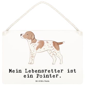 Mr. & Mrs. Panda Schild Pointer Lebensretter DIN A6 - Geschenk, Wandbild Holz, Deko, Holzschild, T&uuml;rschild, English, holzbild