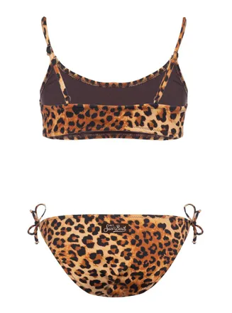 MC2 Saint Barth Girls Bikini Jaiden Sand Leopard Brown Swimsuits Sea Clothing