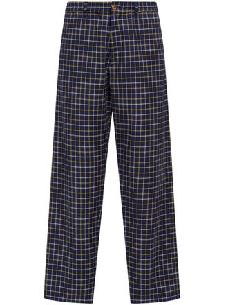 Marni pantalon droit &agrave; carreaux - Bleu
